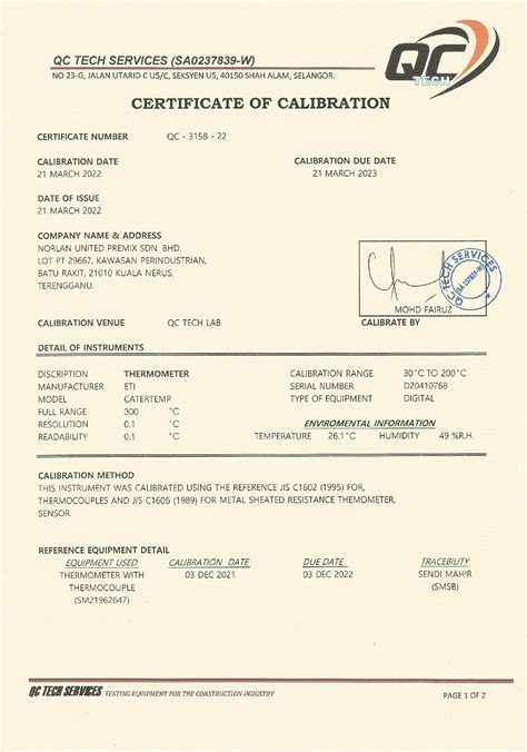 Certificate Norlan United Premix Sdn Bhd