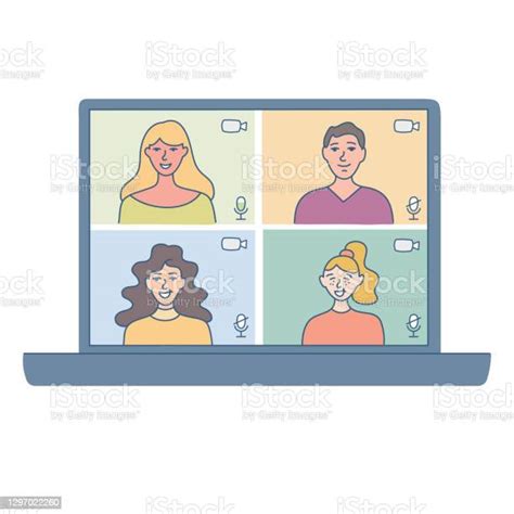 온라인 미팅 화상 회의 관련 플랫 라인 벡터 일러스트레이션 격리에 대한 스톡 벡터 아트 및 기타 이미지 격리 교육 교육