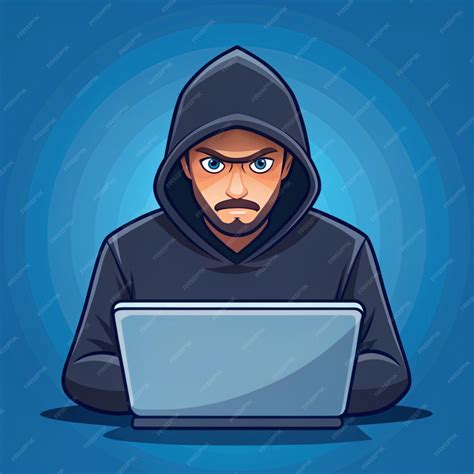 Hacker Operating A Laptop Vector Icon Illustration Hacker And Laptop Hacker And Technology Icon