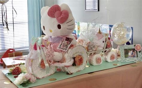 Adorable Hello Kitty Tricycle Diaper Cake And Wagon