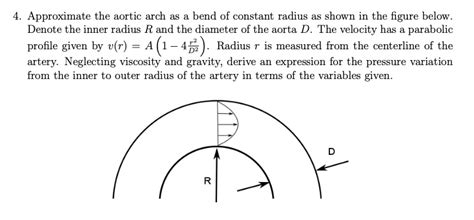 SOLVED 4 Approximate The Aortic Arch As A Bend Of Constant Radius As