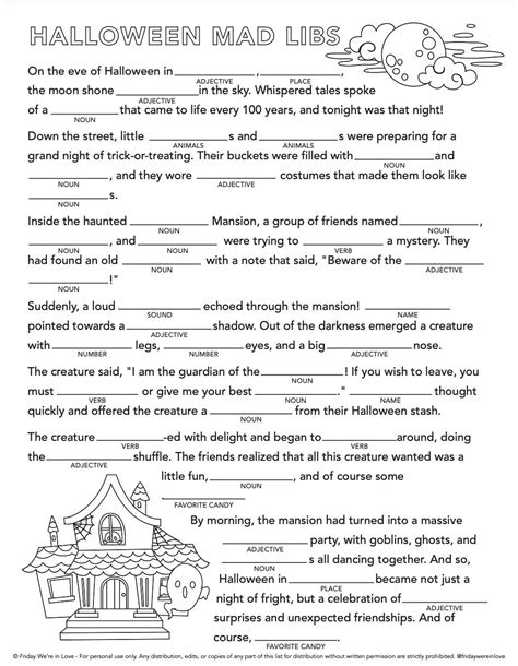 Halloween Mad Libs Friday Were In Love