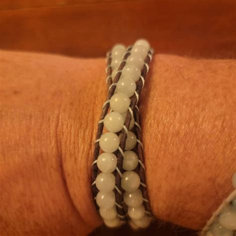 Handmade Mixed Gemstone Beaded Boho Wrap Bracelet Blue Jade Sea