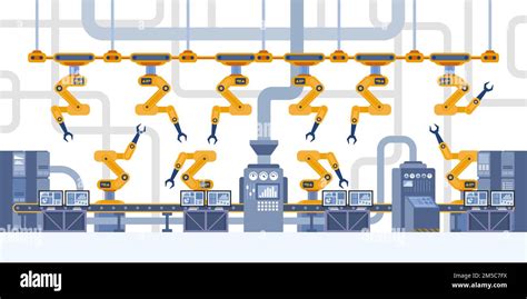 Industrial Interior Smart Factory Industry 4 0 Vector Illustration