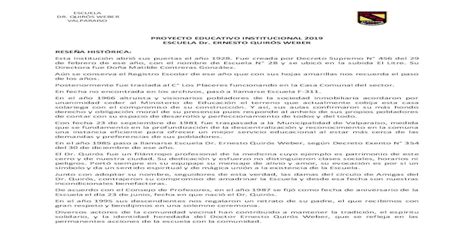 Proyecto Educativo Institucional 2019 Escuela Proyecto Educativo