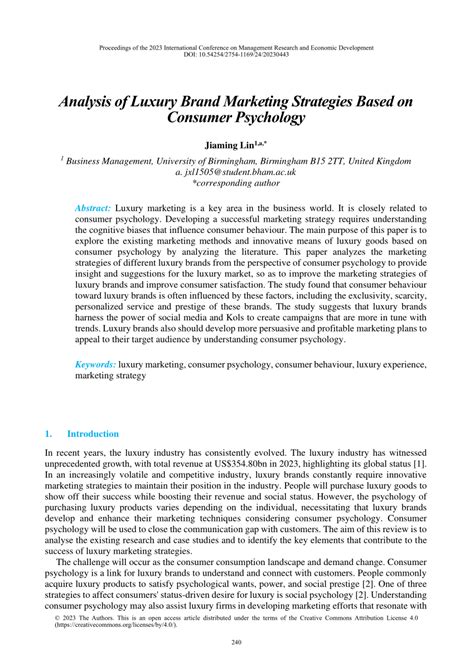 Pdf Analysis Of Luxury Brand Marketing Strategies Based On Consumer