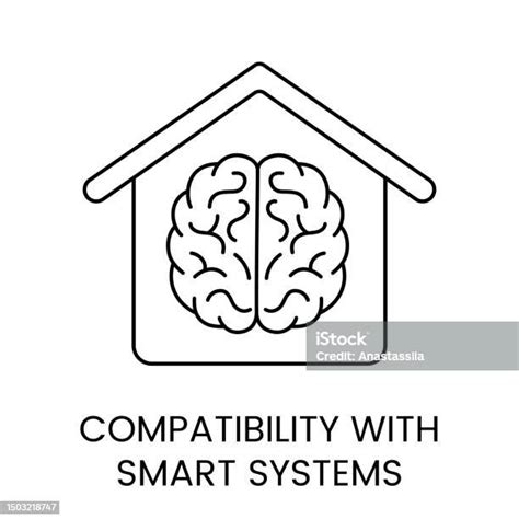 Vector Line Icon Representing Compatibility With Smart Systems Stock