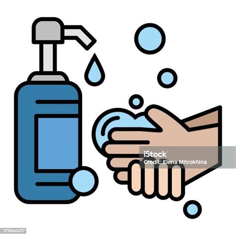 소독제 디스펜서병에 비누 방부제 손 씻기 위생 및 관리 제품 비누 거품과 손 디자인 및 웹을 위해 흰색 배경에 격리된 벡터 그림입니다 물에 대한 스톡 벡터 아트 및 기타