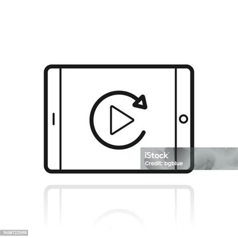 Putar Ulang Di Pc Tablet Ikon Dengan Pantulan Pada Latar Belakang Putih
