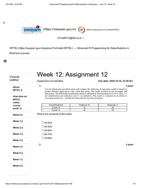 Advanced R Programming For Data Analytics In Business Unit 15 Week 12 Pdf Receiver