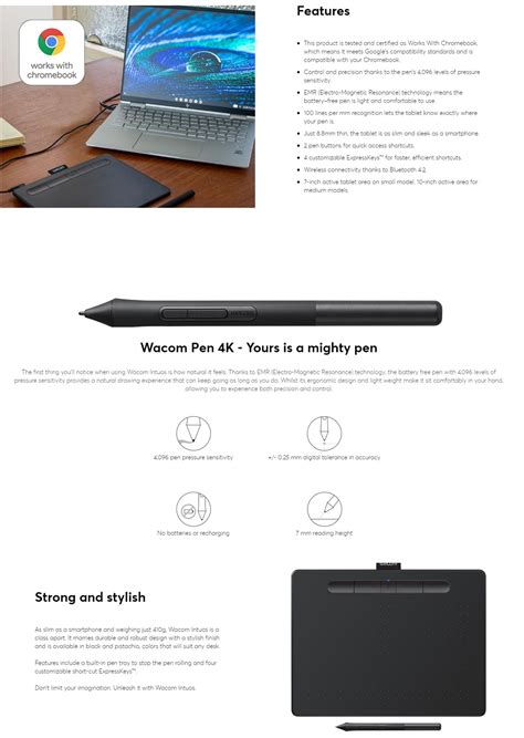 Wacom Intuos Medium Bluetooth Graphic Drawing Pen Tablet Ctl 6100wl