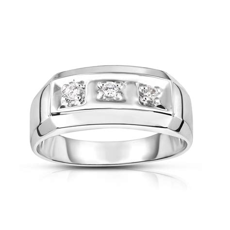 14k Gold Diamond 012 Ct I1 I2 Clarity G H Color Mens 3 Stone Rin