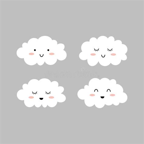 Cute Clouds Isolated On Grey Cloud Icons Stock Illustration Illustration Of Background Cute