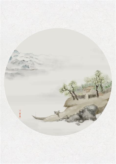 仿北宋燕文贵《江村图》青城山下七星草 站酷zcool