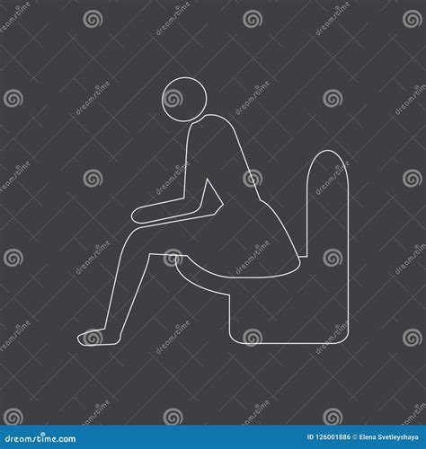Diarrhea Female Vector Icon Man Sitting On The Toilet Medicine Or