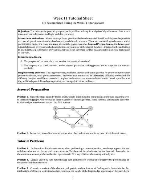Week11 Problems Week 11 Tutorial Sheet To Be Completed During The