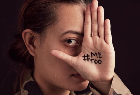 Premium Photo Hands Me Too And Woman In Studio For Abuse Ptsd And