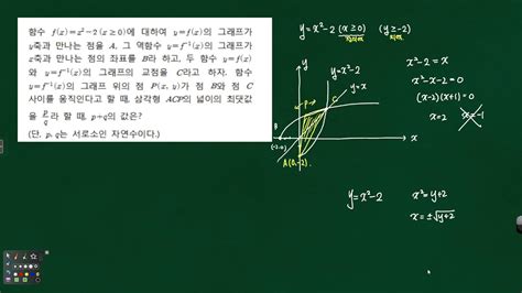고1 무리함수 이차함수의 역함수인 무리함수위를 움직이는 점p에 대하여 삼각형 Acp의 넓이의 최댓값 내신대비03 문제풀이 301392 Youtube