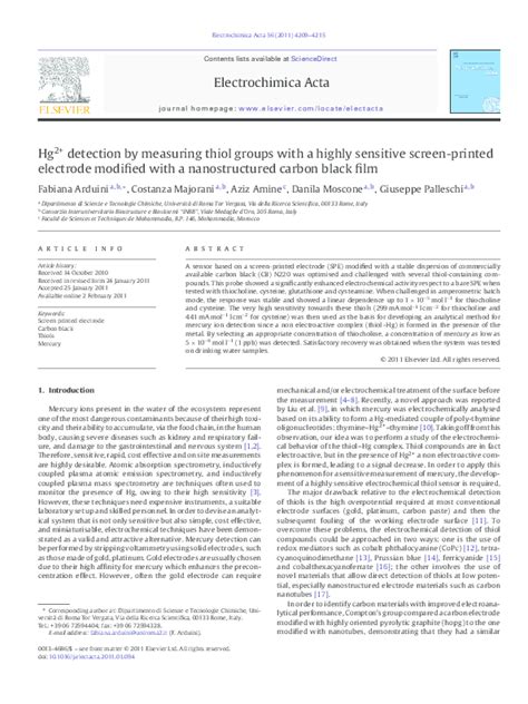 Pdf Hg2 Detection By Measuring Thiol Groups With A Highly Sensitive Screen Printed Electrode