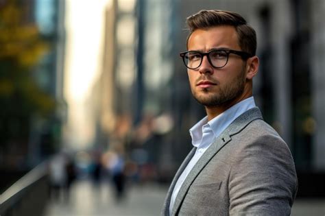 Premium Photo Man Wearing Glasses Standing On Street