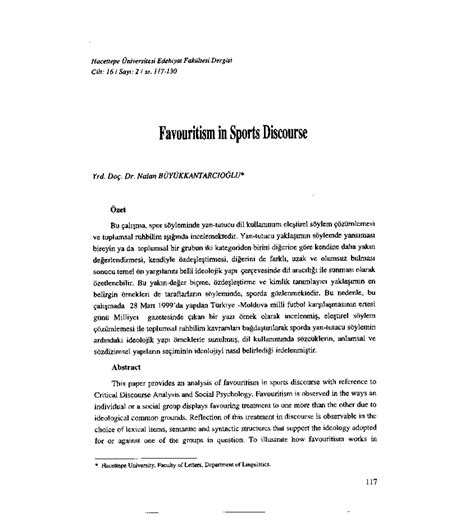Favouritism In Sports Discourse[ 497863 ] 597922 Hacettepe Üniversitesi Edebiyat
