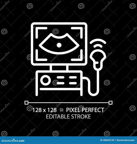 Ultrasound Machine Pixel Perfect White Linear Icon For Dark Theme Stock