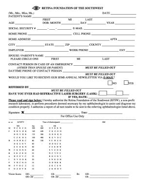 Fillable Online Retinafoundation Information Form Retina Foundation