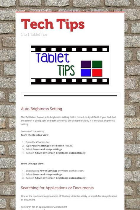 Tech Tips