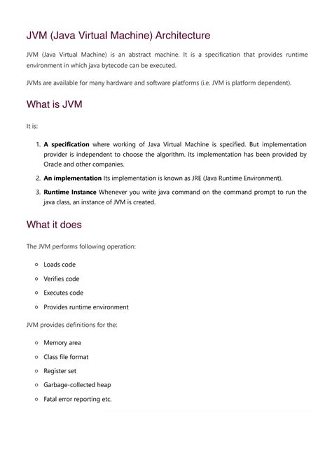Solution Jvm Java Virtual Machine Architecture 2023 Bachelor Degree