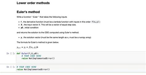 Solved Euler S Method Write A Function Euler That Takes Chegg