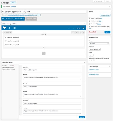 can i add faqpage to a page built with wpbakery page builder