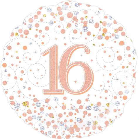 Oaktree 18 16th Sparkling Fizz Birthday White And Rose Gold Holographic