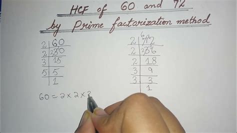 Hcf Of 60 And 72 By Prime Factorization Method In Urdu Hindi