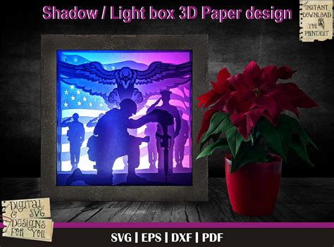 Fallen Soldier 3d Shadow Box Template Light Box Svg 3d Shadow Box Svg