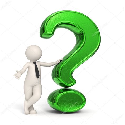 Green Question Mark Guy 3d Business Man Green Question Mark — Stock