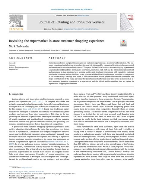 Revisiting The Supermarket In Store Customer Shopping Experience Pdf