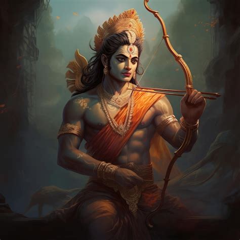 Premium Photo Hindu God Sri Rama With Bow And Arrows Shree Ram Navami