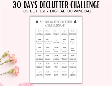 30 Days Declutter Challenge Declutter Checklist Decluttering Challenge Printable Declutter