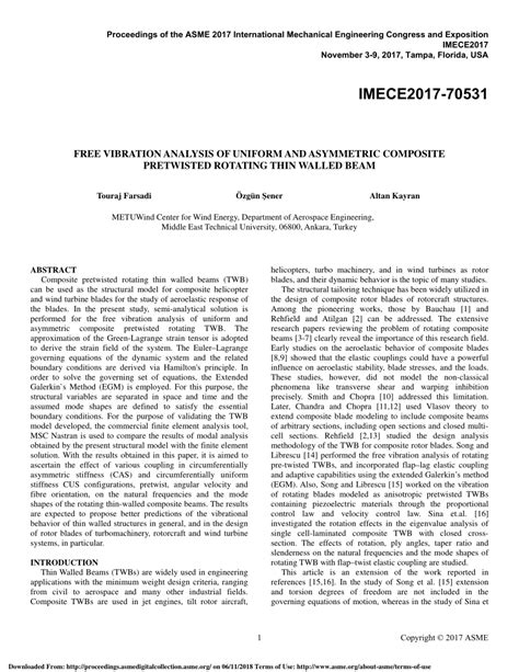 Pdf Free Vibration Analysis Of Uniform And Asymmetric Composite