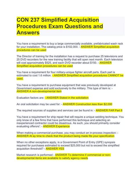 Con 237 Simplified Acquisition Procedures Exam Questions And Answers