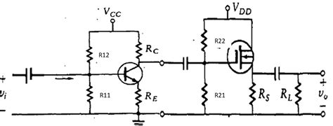 design the two stage circuit shown in the figure considering the