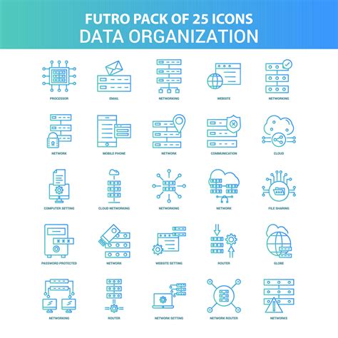 25 Green And Blue Futuro Data Organization Icon Pack 14384108 Vector