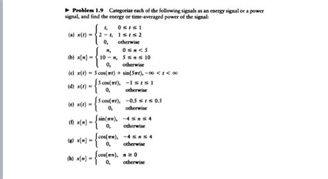 solved problem 1 9 categorize each of the following signals