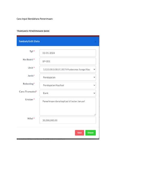 Contoh Cara Input Transaksi E Blud Pdf