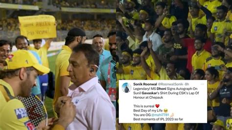 Chepauk Crowd Goes Crazy After Ms Dhoni Signs On Sunil Gavaskars Shirt
