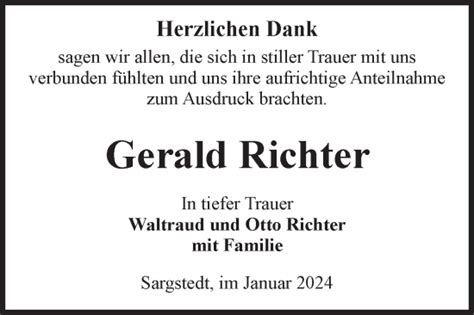 Traueranzeigen Von Gerald Richter Abschied Nehmen De