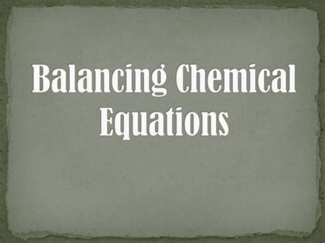 Balancing Chemical Equations Pdf