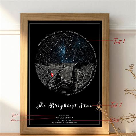 Personalized Star Map Frame With Custom Text Romantic Present For Your Love Hugmade Com