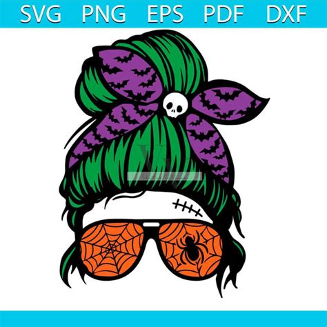 Halloween Messy Bun Hair Mom Svg Halloween Svg Inspire Uplift