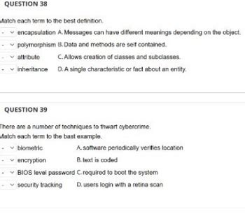 Answered Match Each Term To The Best Definiti Encapsulation A